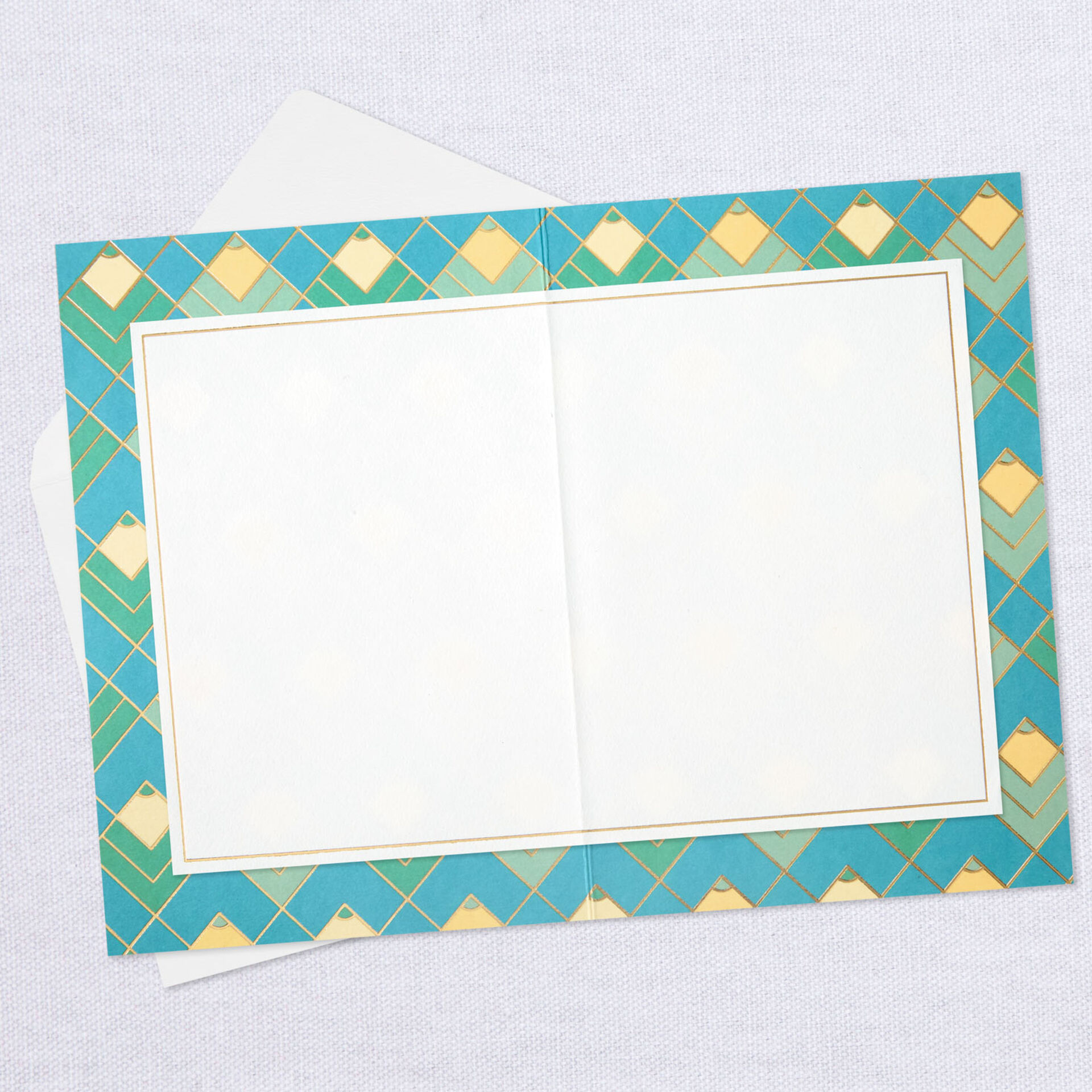 Teal and Gold Diamonds Blank Card – GonaKart International