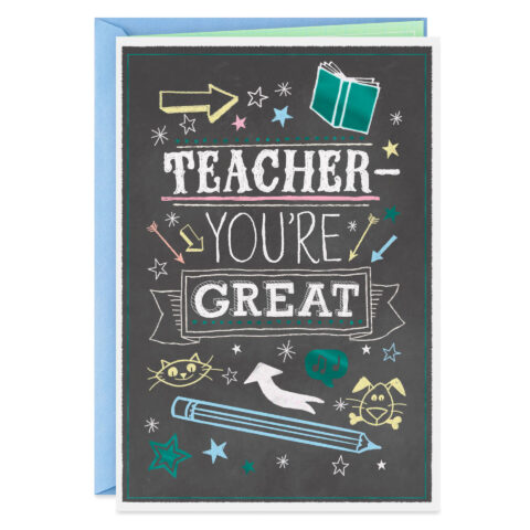 Chalkboard Doodles Thank-You Card for Teacher – GonaKart International