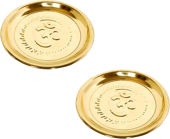 Small Brass Plate/Pital Thali for Pooja, Bhog Thali, Puja Item Set of 2 ...